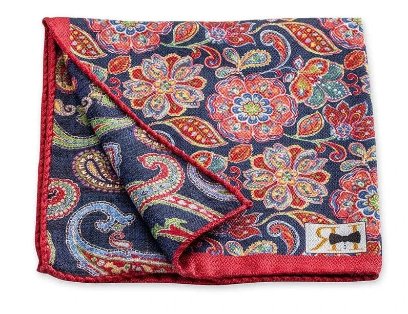 R Hanauer Navy Medallion/Paisley Pocket Square – Planters Exchange
